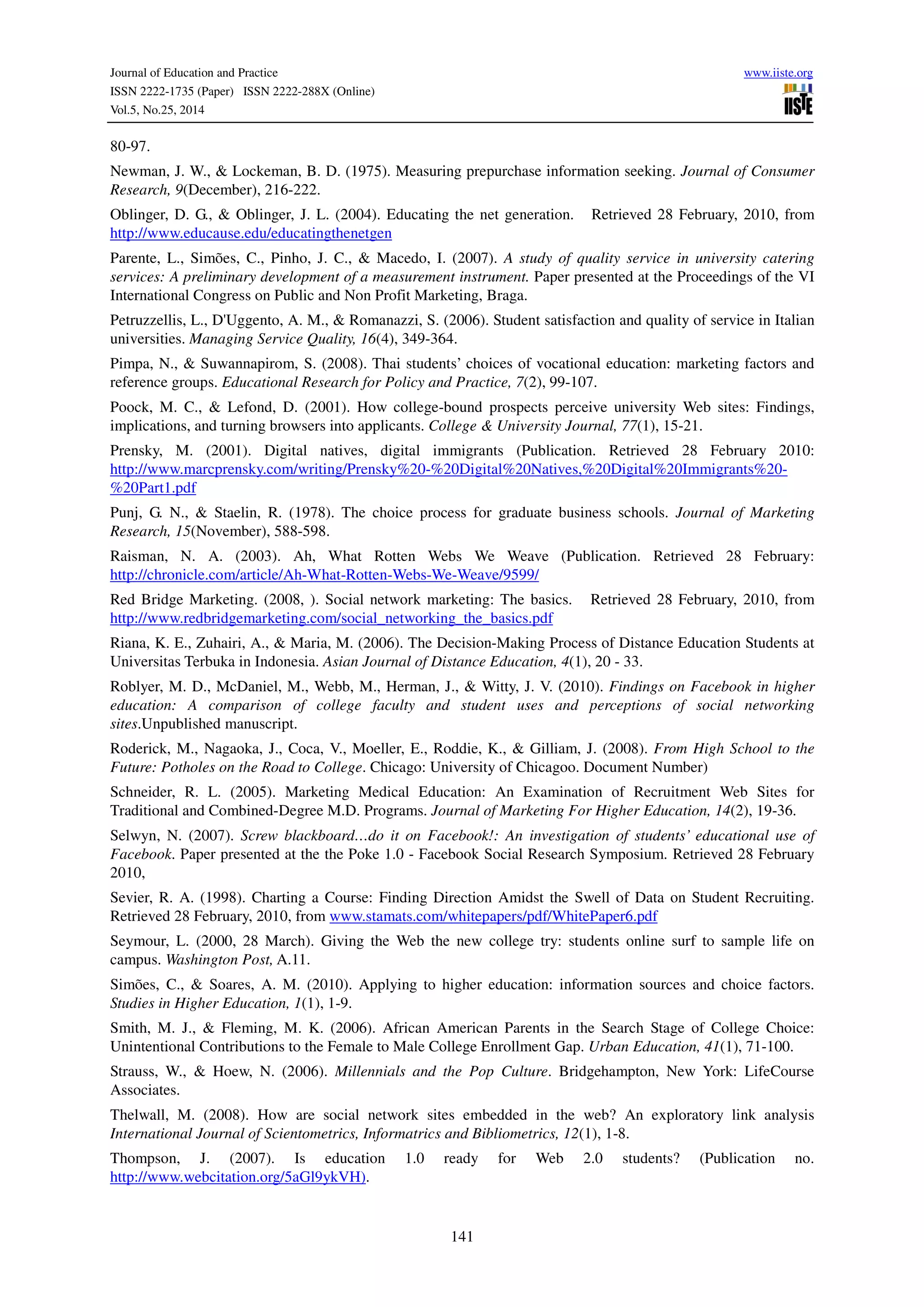 Social networking sites for university search and selection | PDF