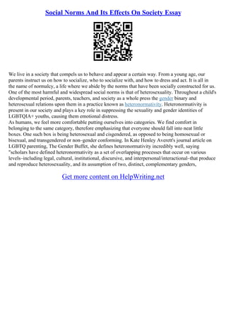 Social Norms Essay | PDF