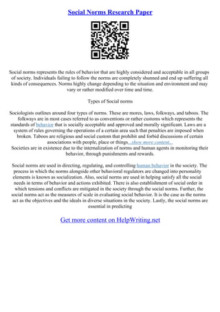 Social Norms Essay | PDF