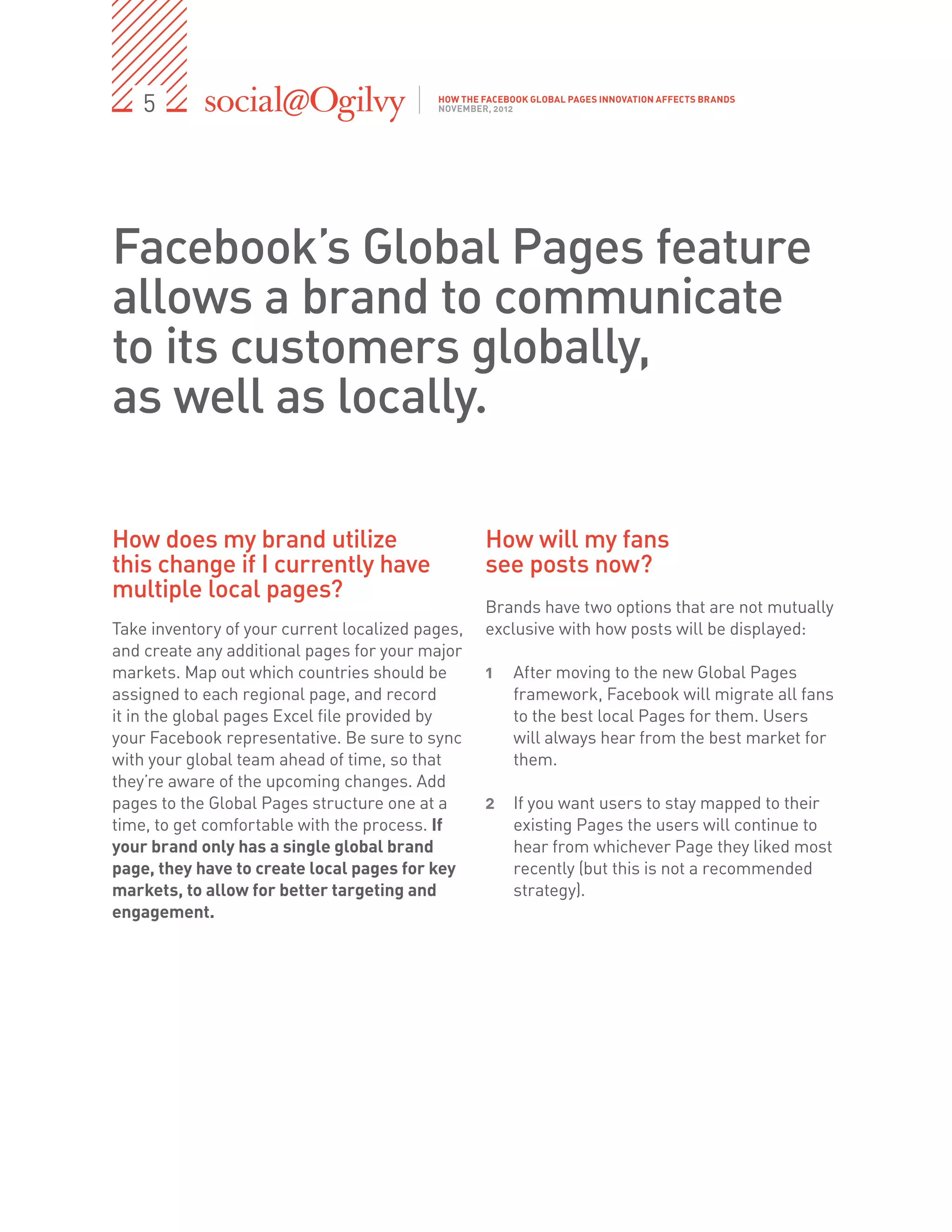 Facebook Global Pages for Brands | PDF