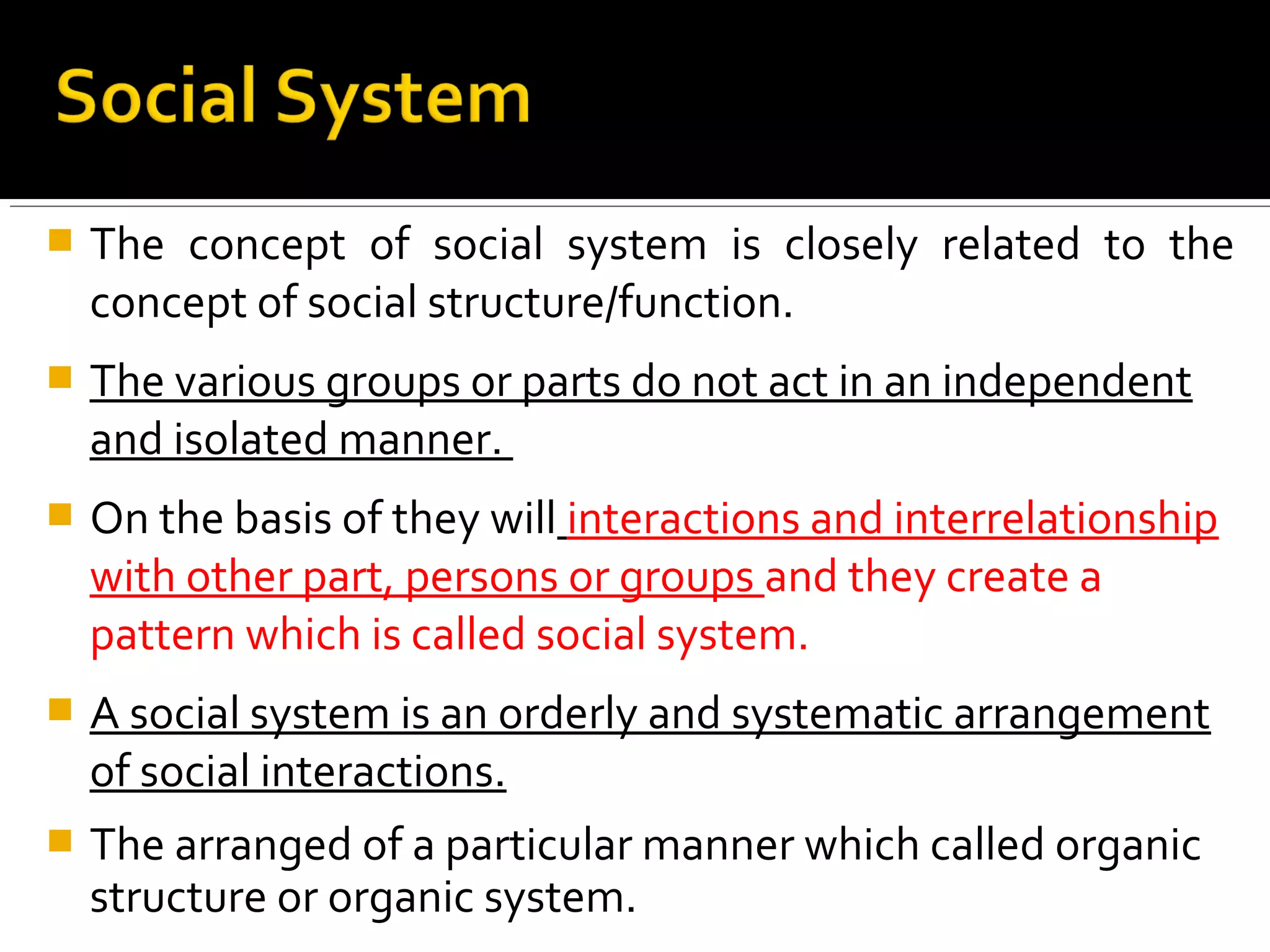 Social organisation and social system | PPT