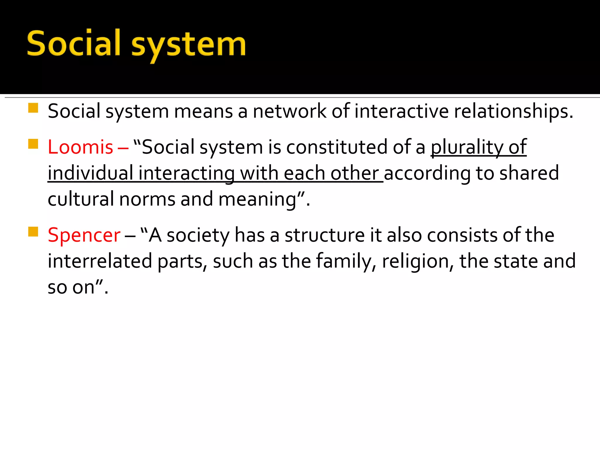 Social organisation and social system | PPT