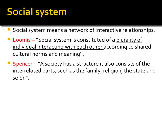 Social organisation and social system | PPT