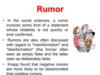 Social pathology, mass phenomenon, rumor, Made by Jyoti Pali , research ...