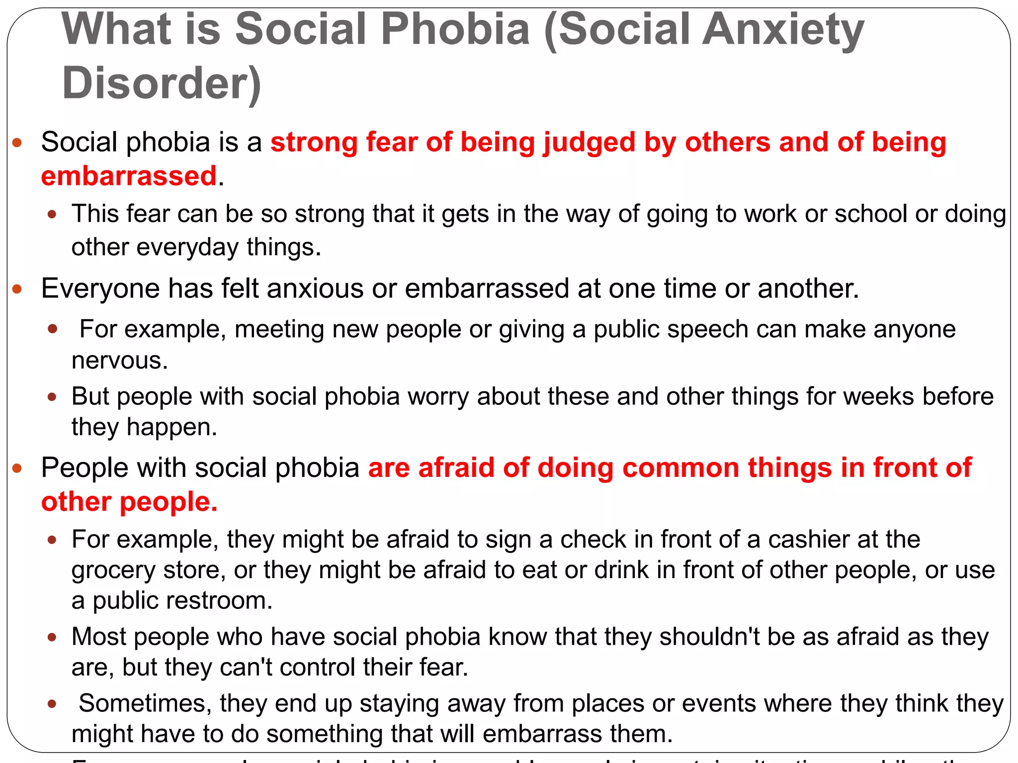 Social phobia (social anxiety disorder) | PPTX