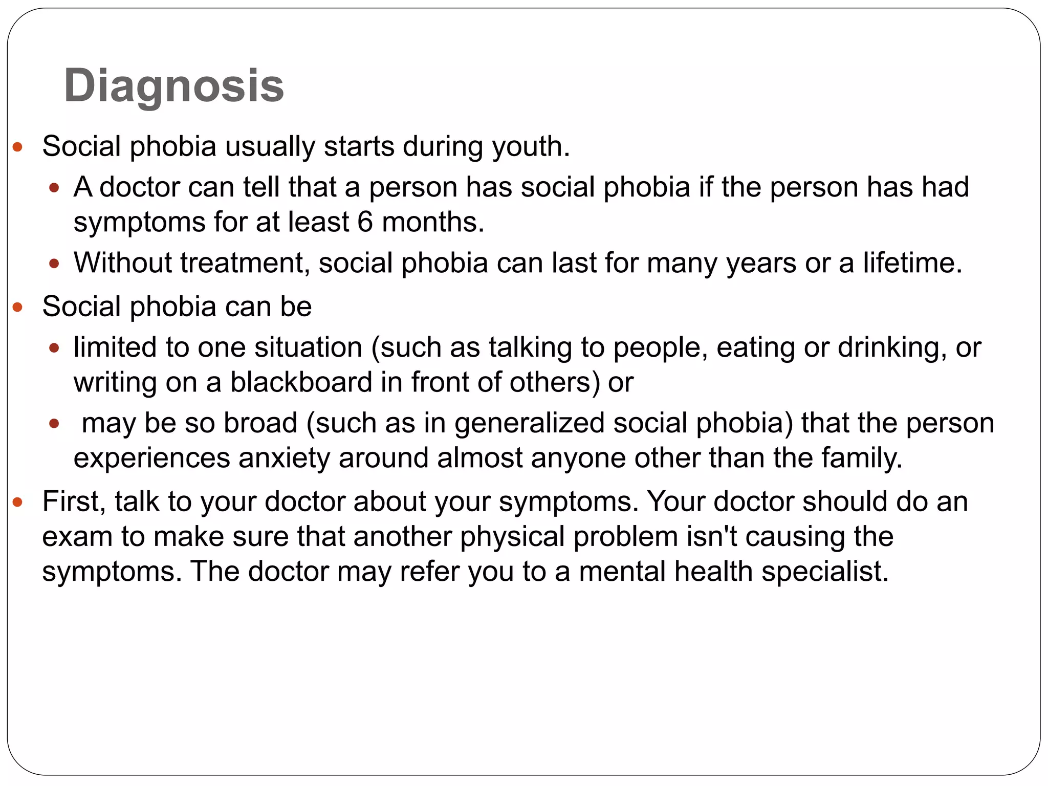 Social phobia (social anxiety disorder) | PPTX