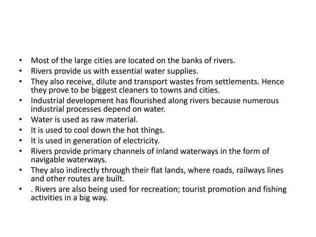 economic importance of rivers | PPTX | Geography | Science