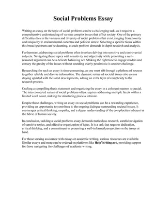 Social Problems Essay.pdf | Education