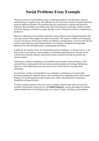 Social Problems Essay Example.pdf | Homework and Study | Education
