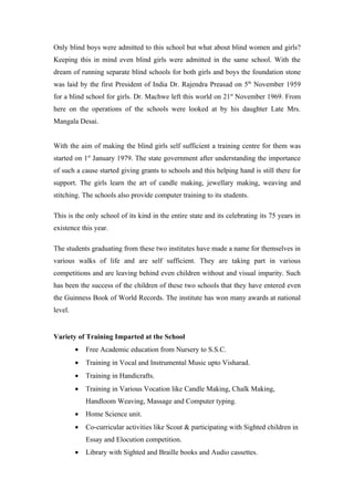 Social project blind school | DOC