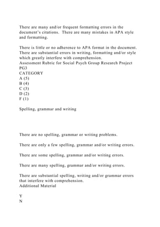 Social Psychology Research Project Grading Rubric W18CATEGORY5.docx ...