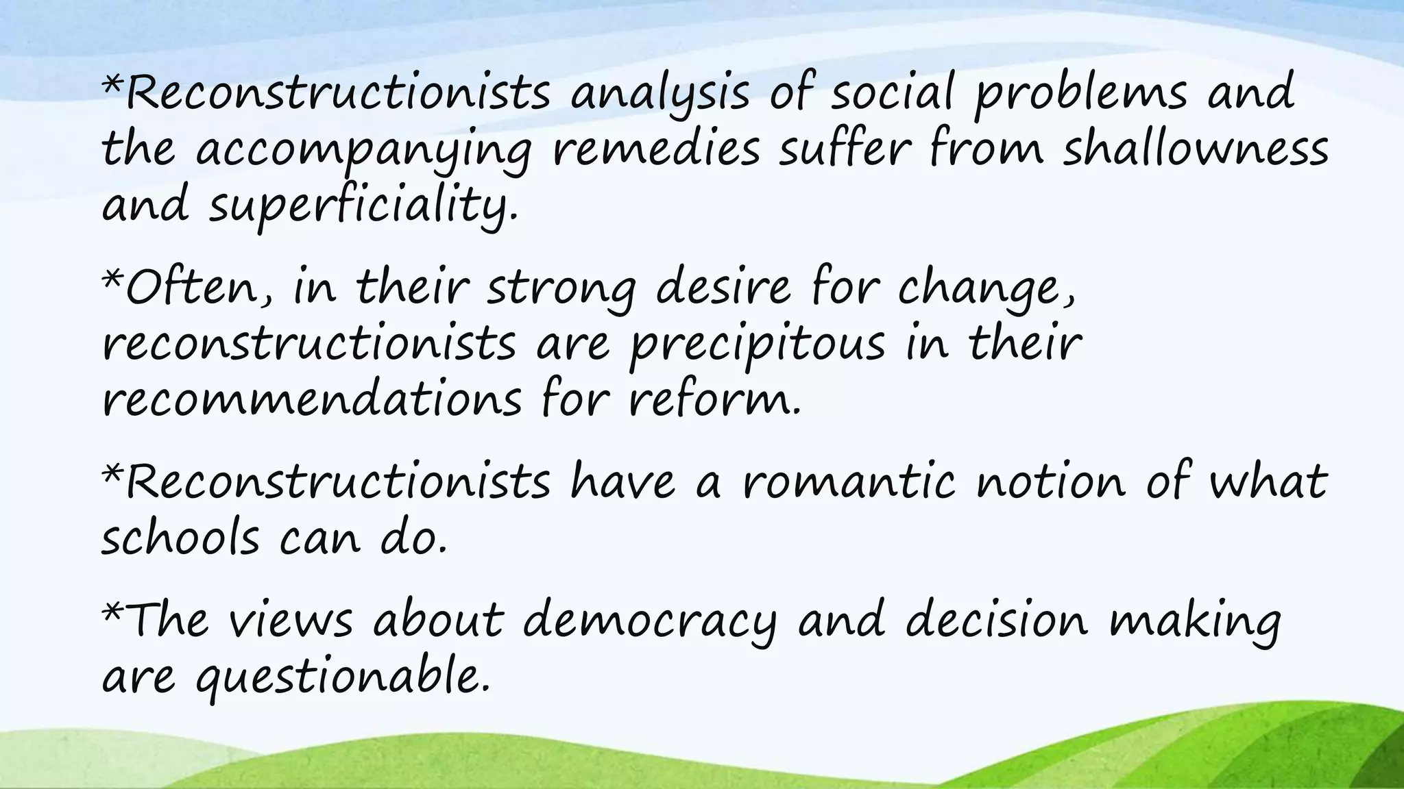 Educational Theories: Social Reconstructionism | PPTX