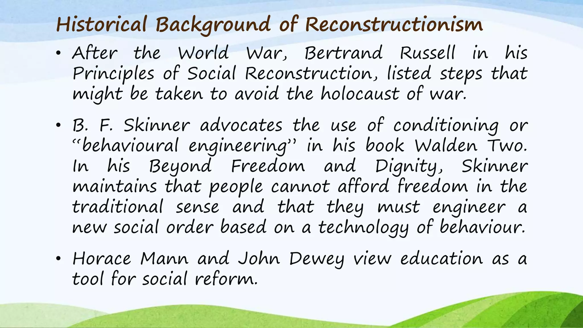 Educational Theories: Social Reconstructionism | PPTX