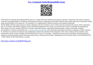 Social Responsibility And Its Impact On Society | PDF