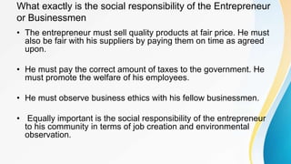 Social responsibility of entrepreneurs | PPTX