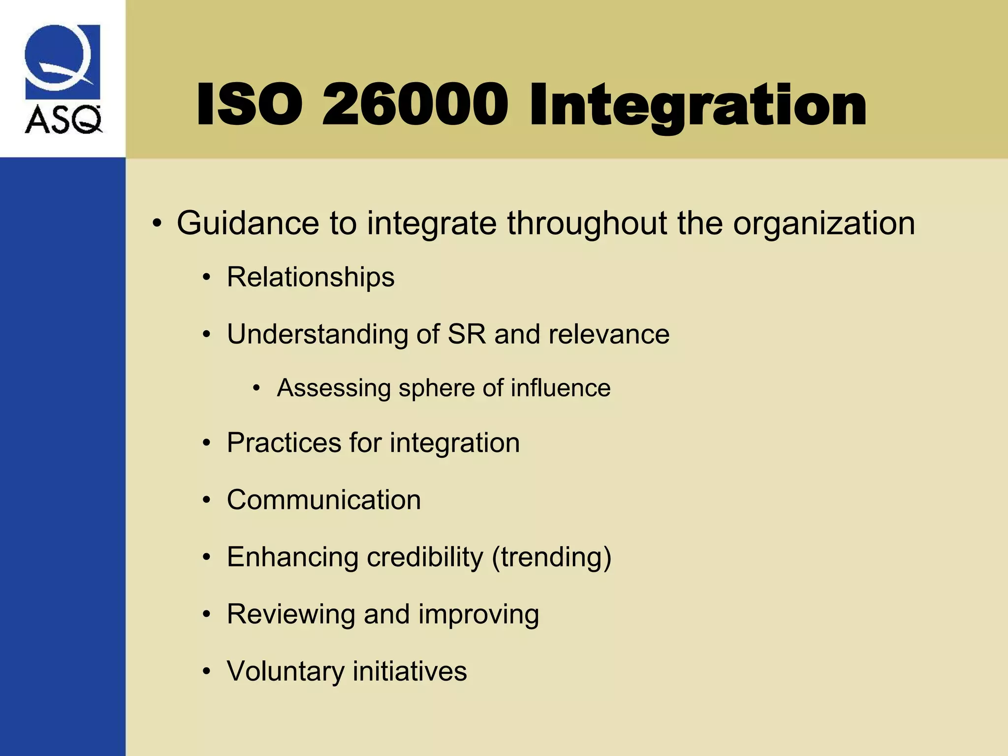 Quality, Social Responsibility, and ISO 26000 | PPT