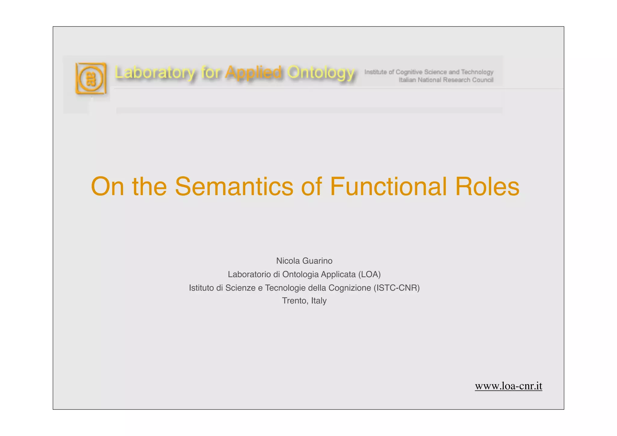 On The Semantics Of Functional Roles Pdf Science