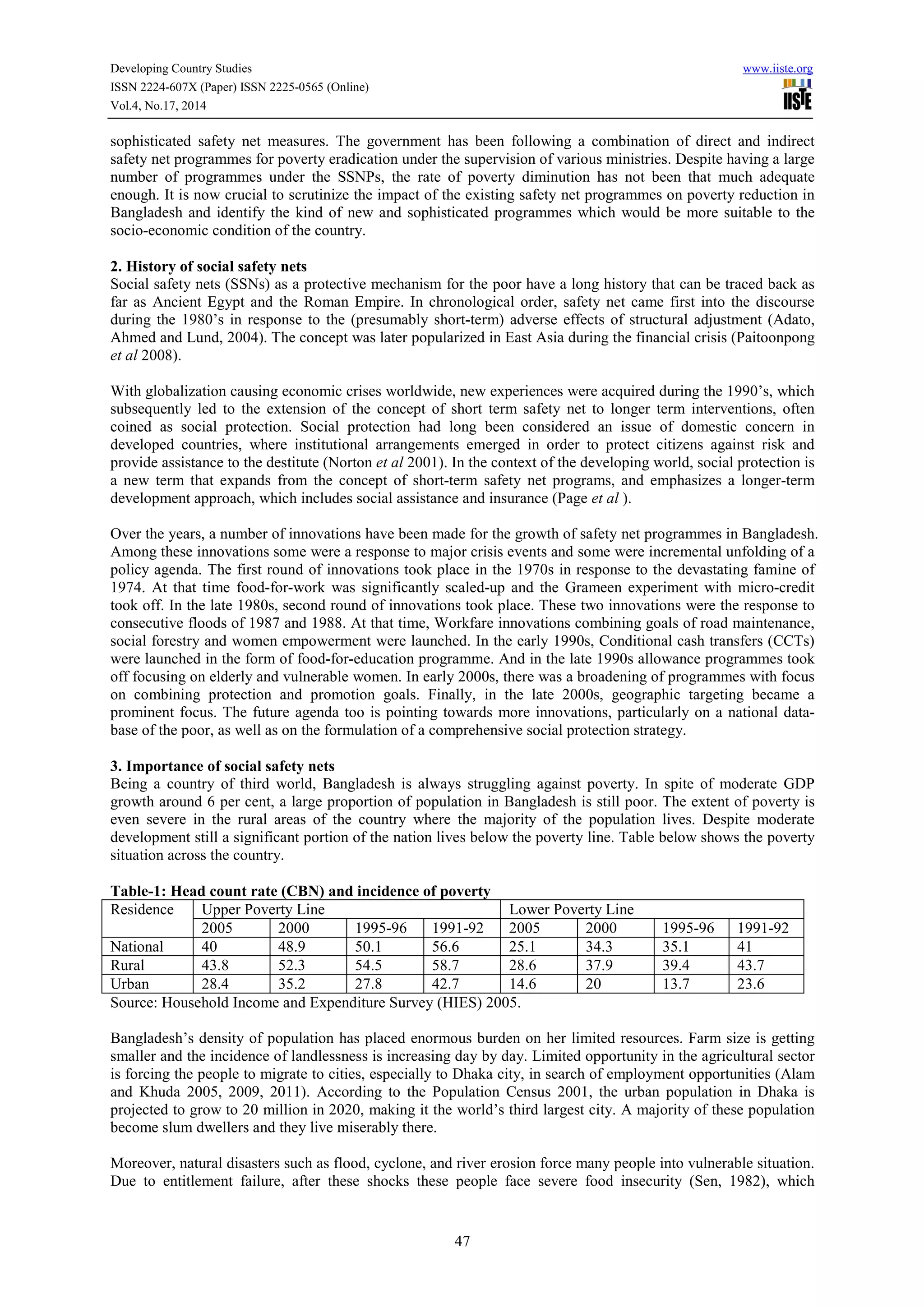 Social safety net programme as a mean to alleviate poverty in ...