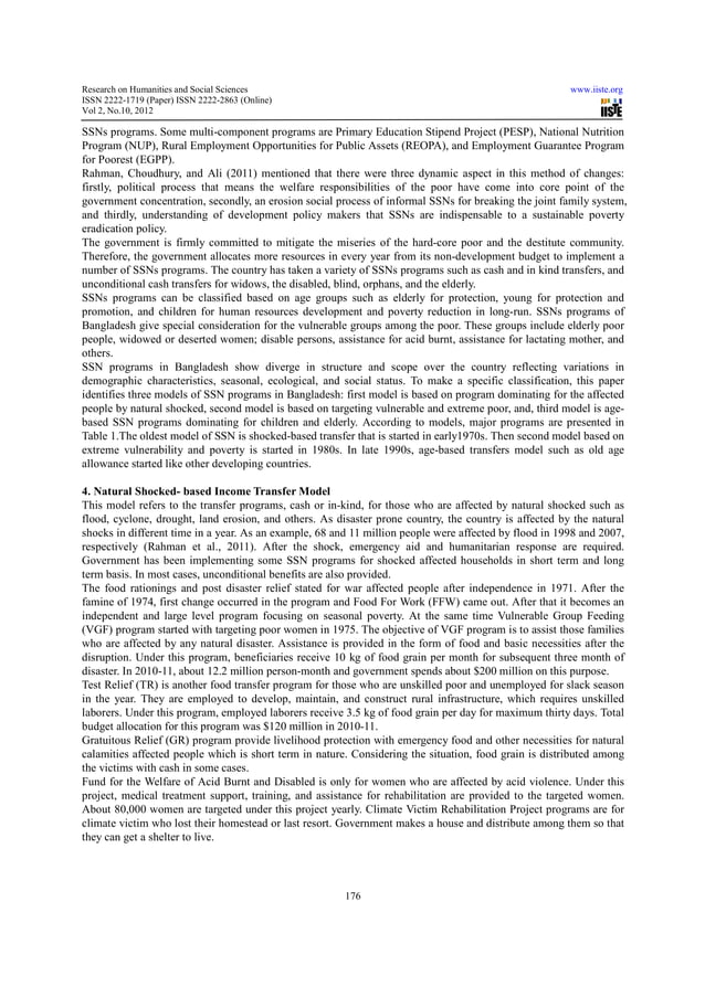 Social safety nets programs in bangladesh | PDF | Government Support ...