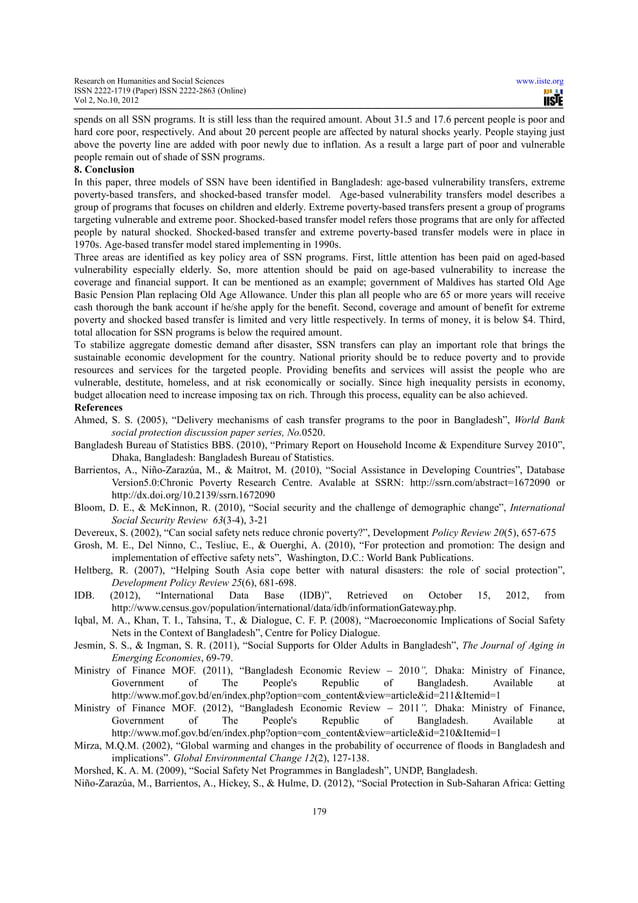 Social safety nets programs in bangladesh | PDF | Government Support ...