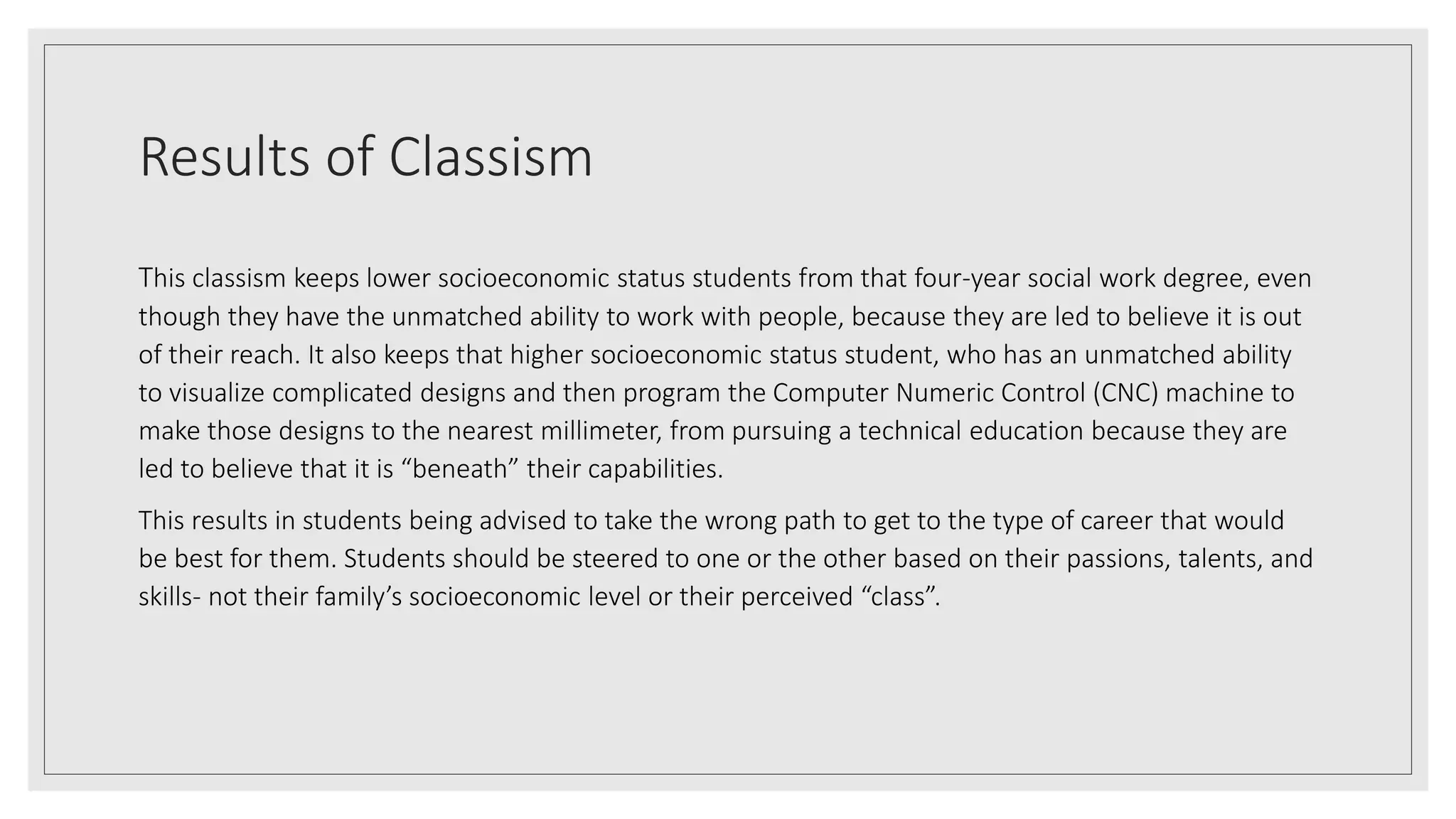Is there classism in Education? | PPT