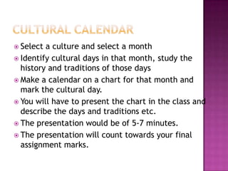Social science cultural calendar | PPTX