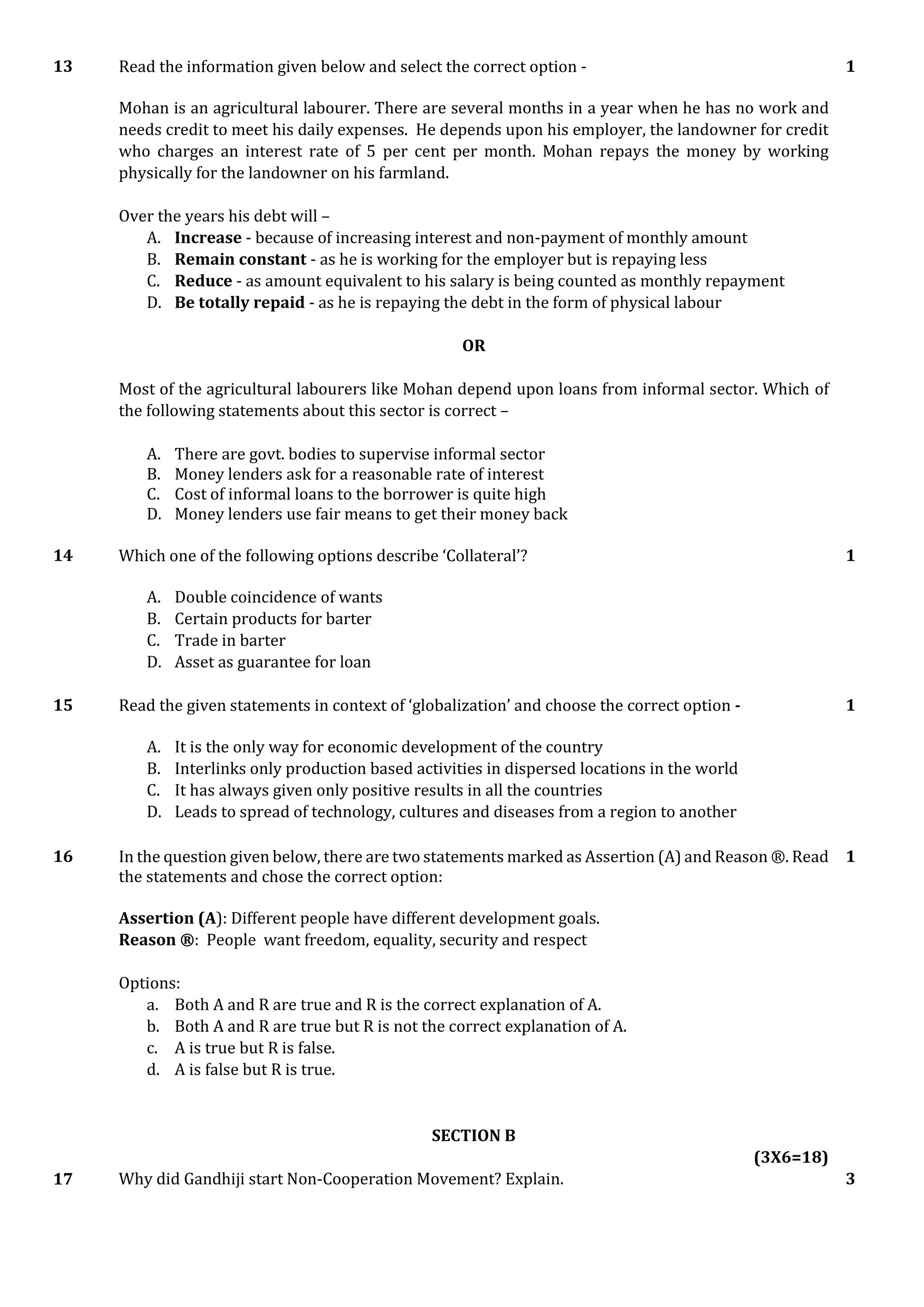 Social science sqp class 10 | PDF
