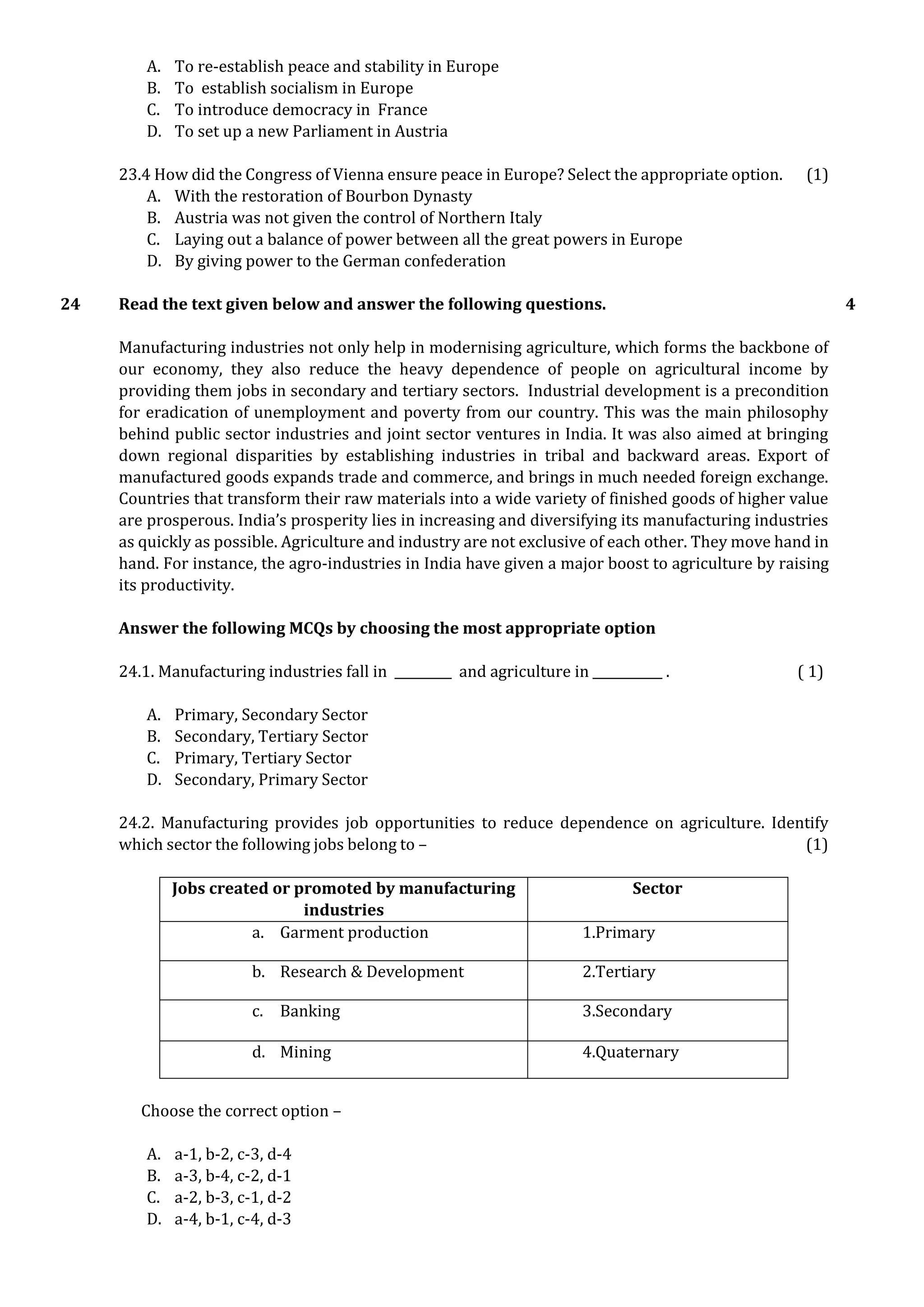 Social science sqp class 10 | PDF