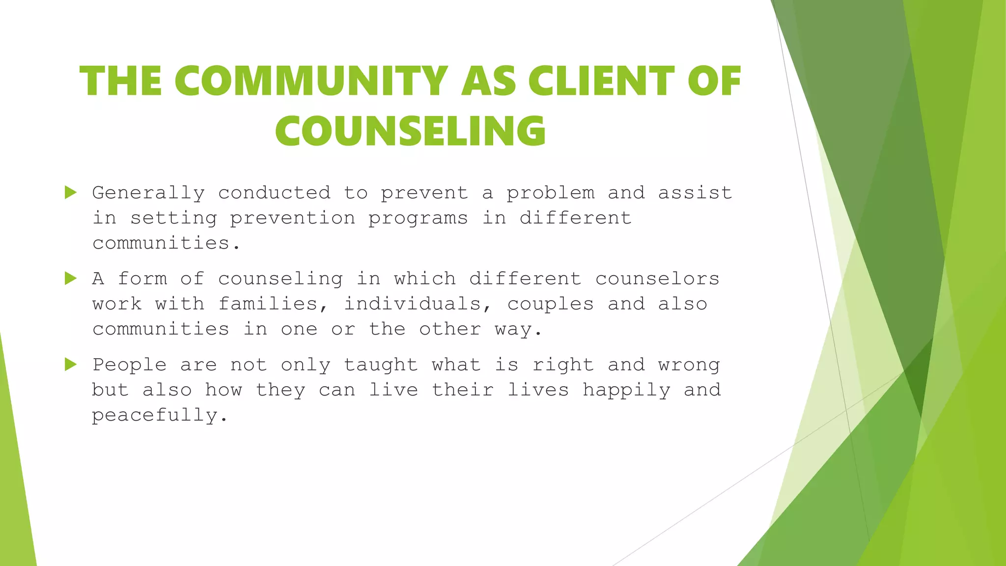 The clientele and audiences of counseling | PPTX