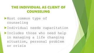 The clientele and audiences of counseling | PPTX