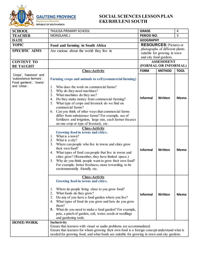 Social sciences lesson plan (autosaved) | DOCX