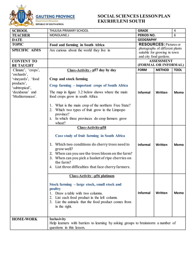 Social sciences lesson plan (autosaved) | DOCX
