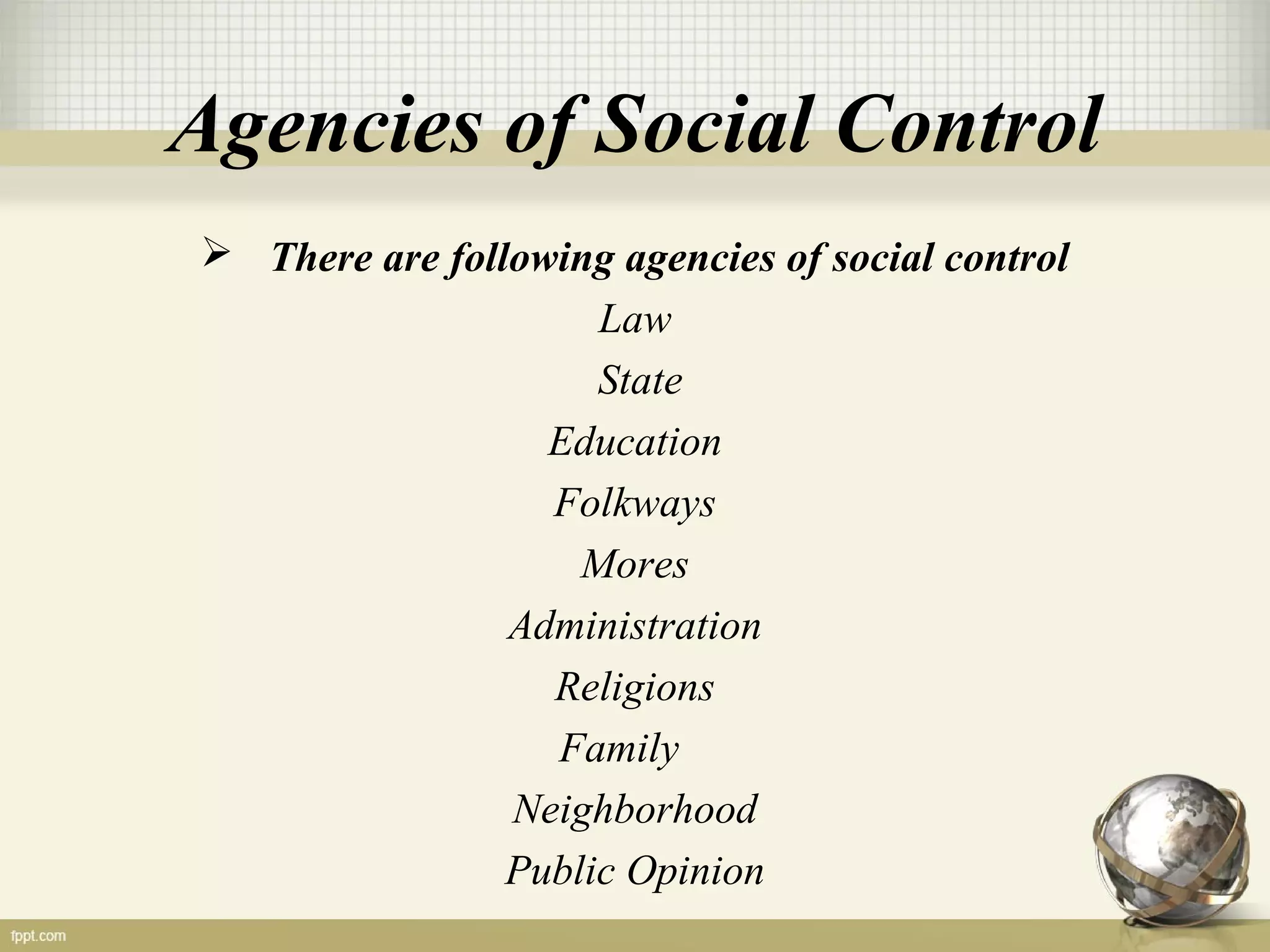 Social control And Agencies of social control | PPT
