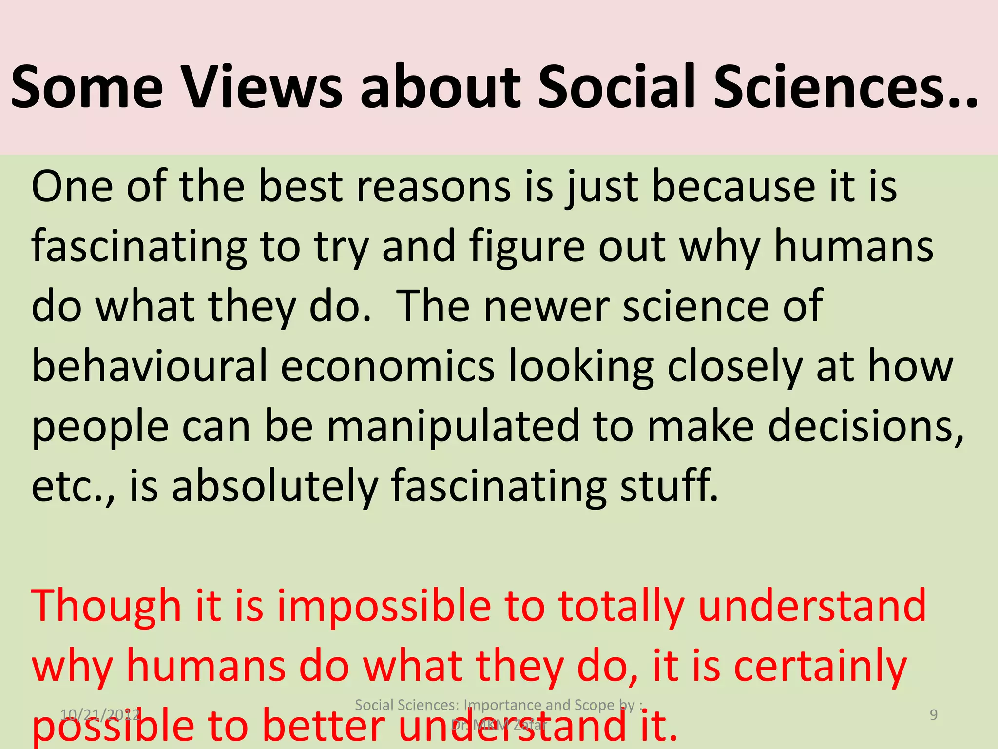 Social sciences scope and importance | PDF