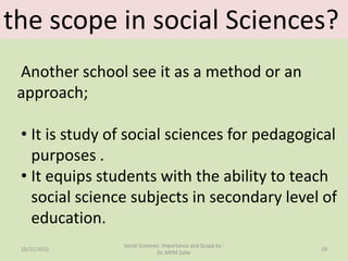 Social sciences scope and importance | PDF