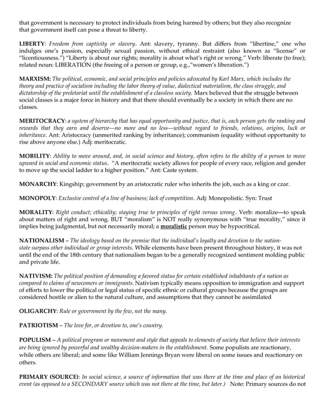 1 Social Science Vocabulary Lecture Notes | PDF