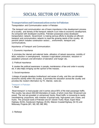 Social sectors of pakistan | PDF