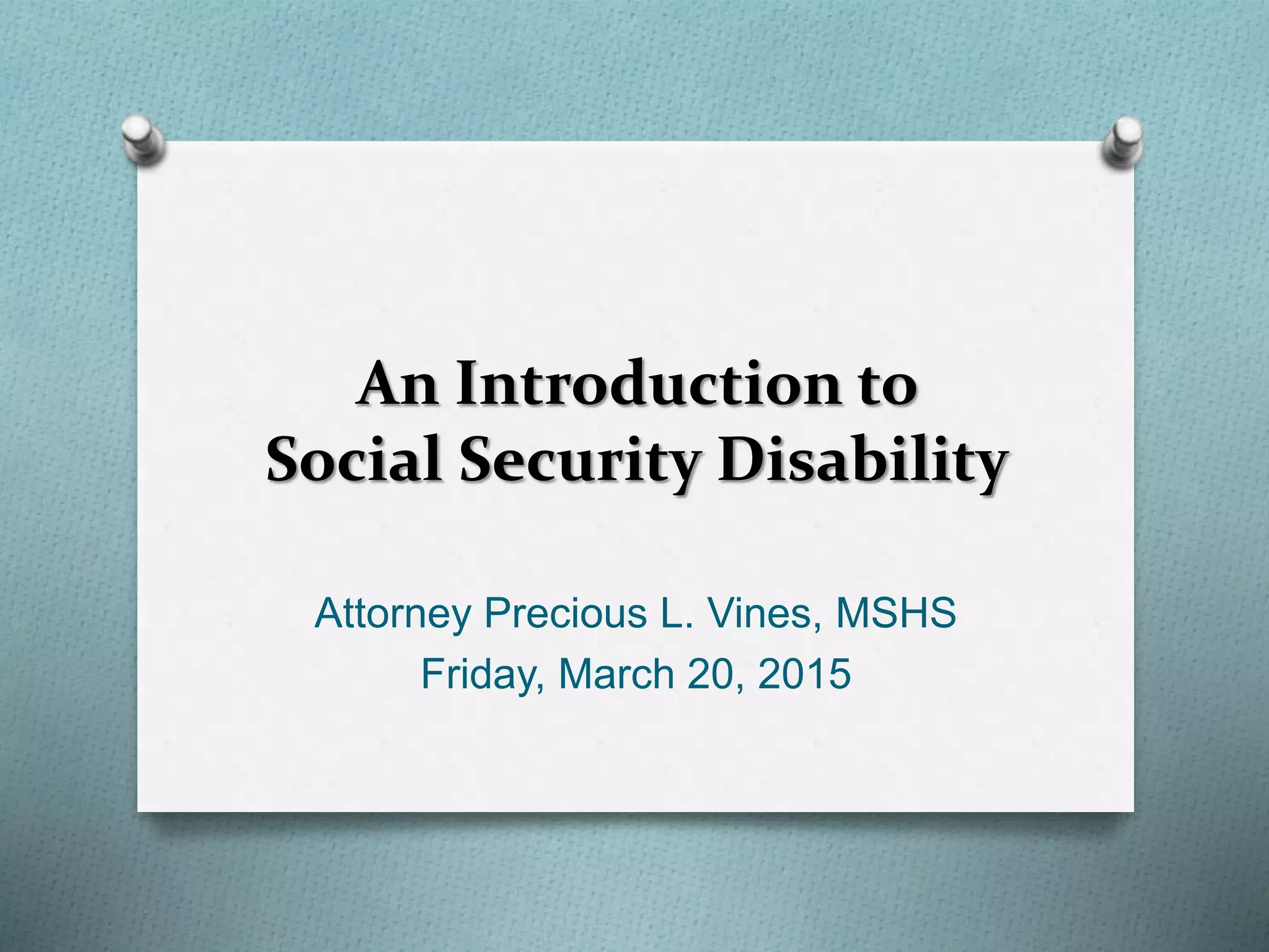 Social Security Disability: An Introduction | PPT