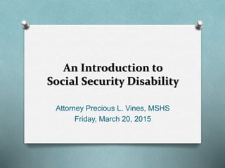 Social Security Disability: An Introduction | PPTX