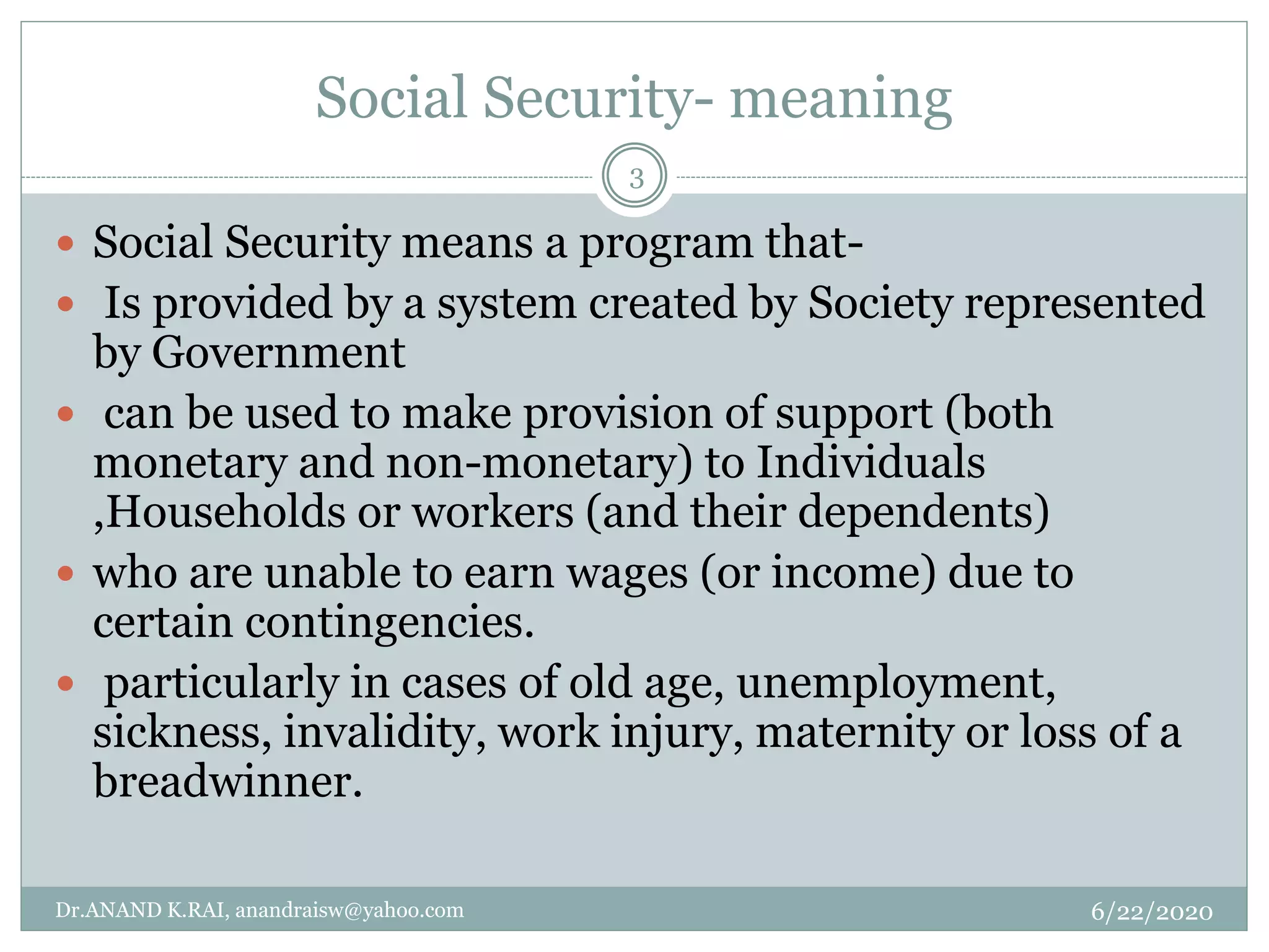 Social security in india and need of new policy | PPTX