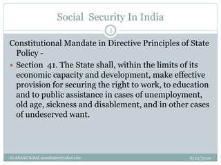 Social security in india and need of new policy | PPTX