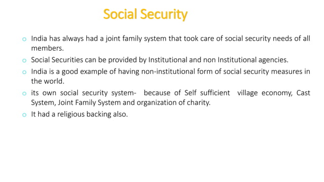 Social Security In India | PPTX