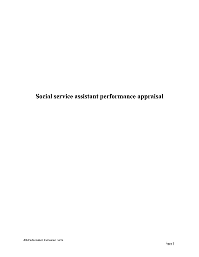 Social service assistant performance appraisal | PDF