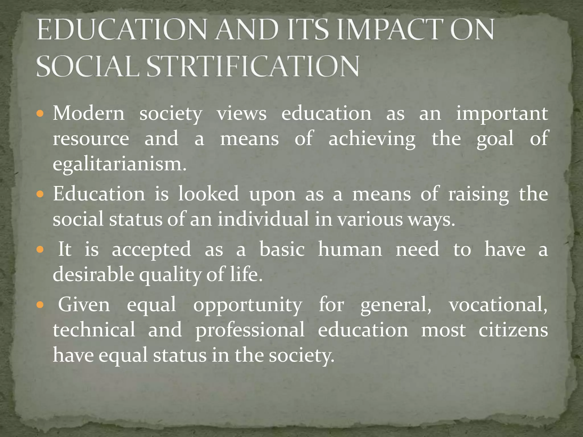 Contemporary India and Education- Social statification | PPTX
