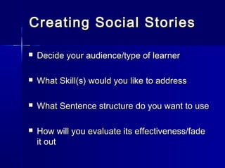 Social Stories Power Point | PPT