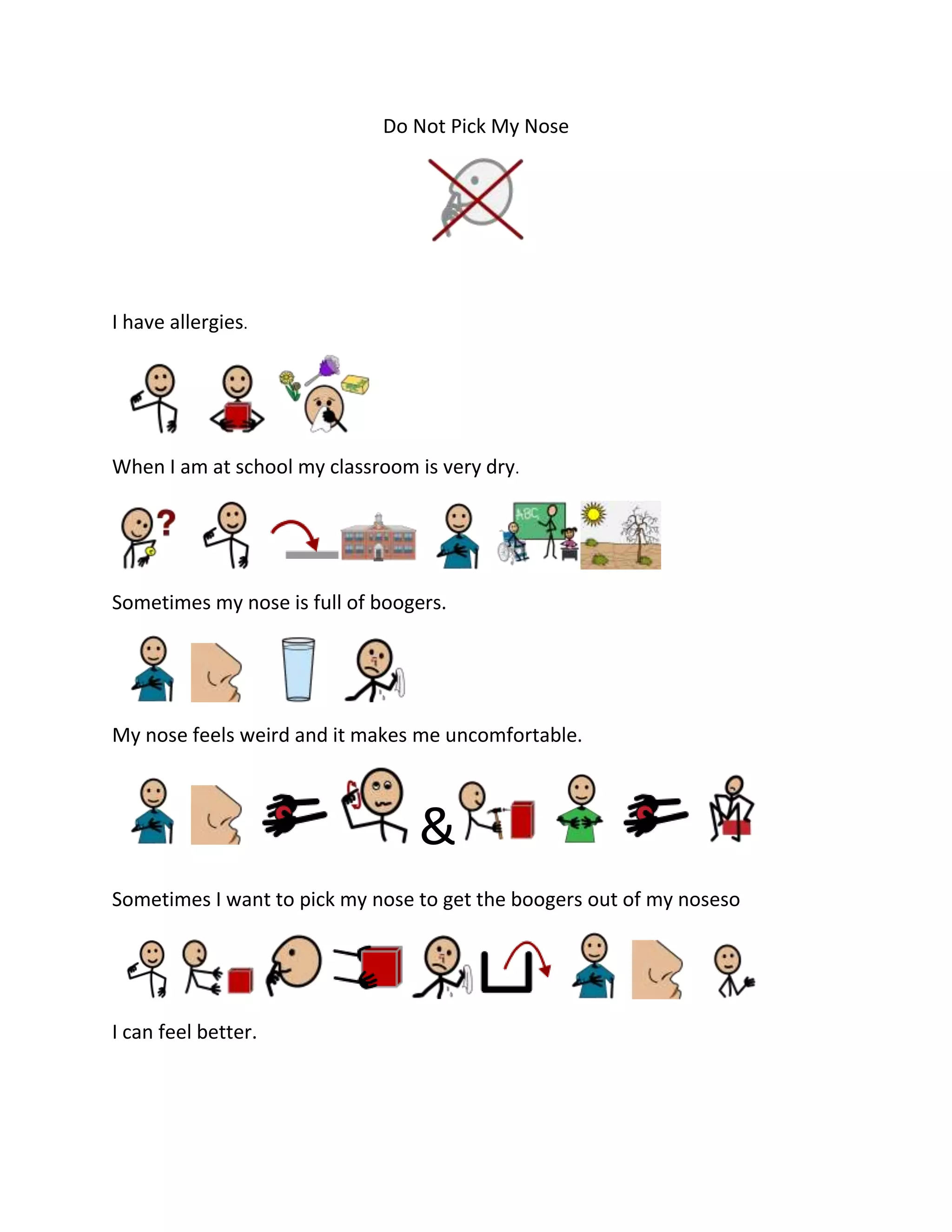 Do Not Pick Your Nose Social Story | PPTX