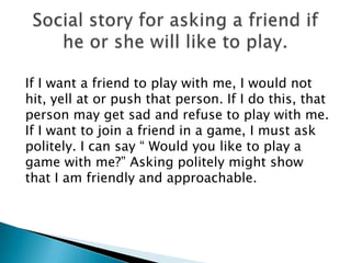 Social story for child with autism | PPTX