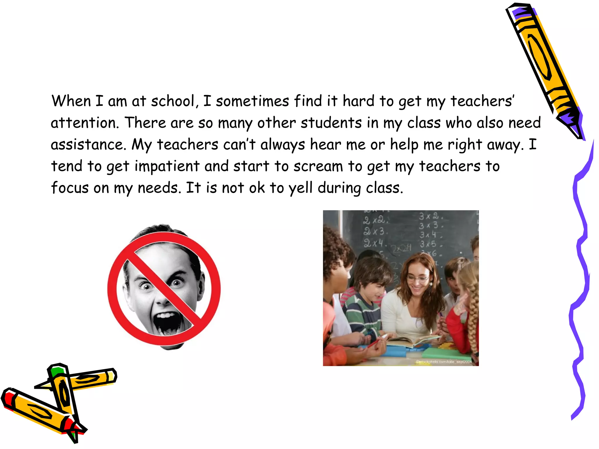Social story getting teachers' attention | PPT