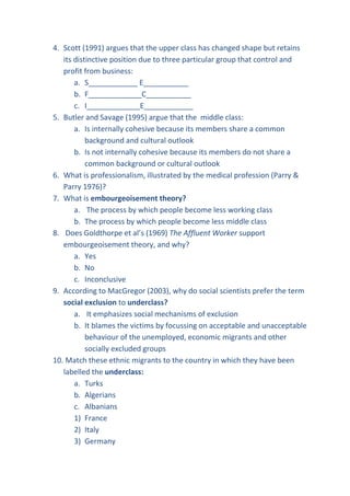 Social stratification and division quiz | DOCX
