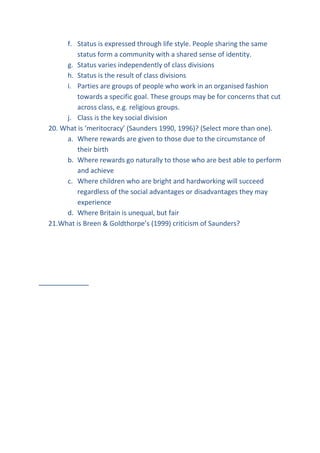 Social stratification and division quiz | DOCX
